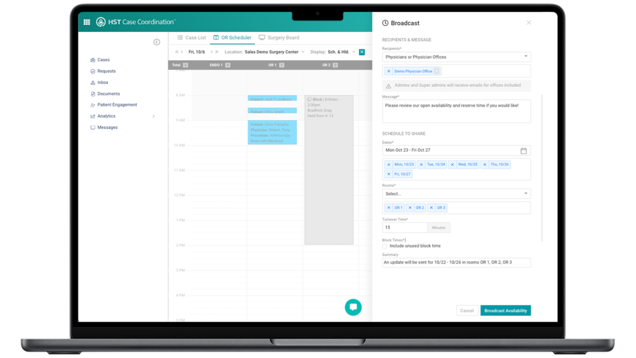 Surgery Scheduling Software | HST Case Coordination