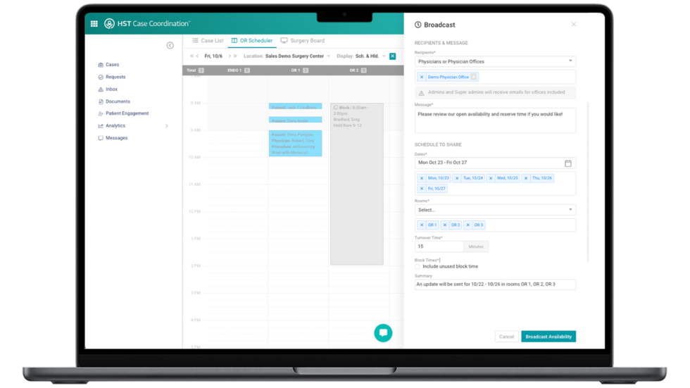 Surgery Scheduling Software | HST Case Coordination