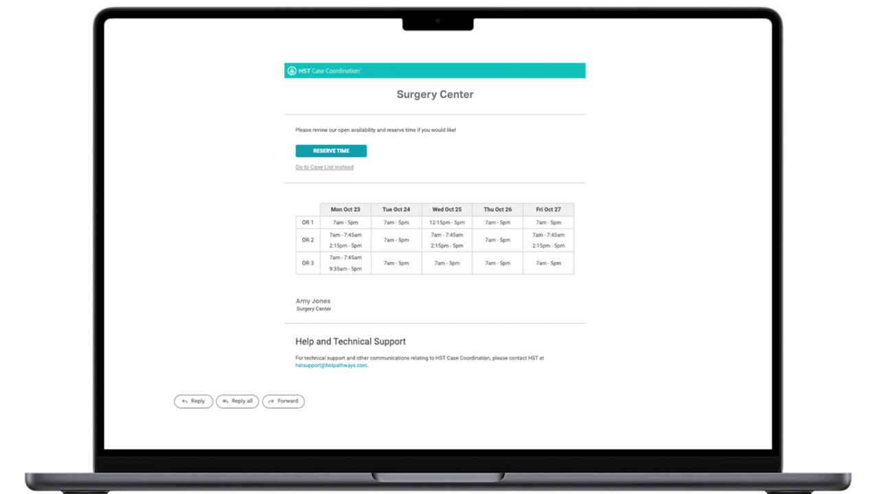 Surgery Scheduling Software | HST Case Coordination